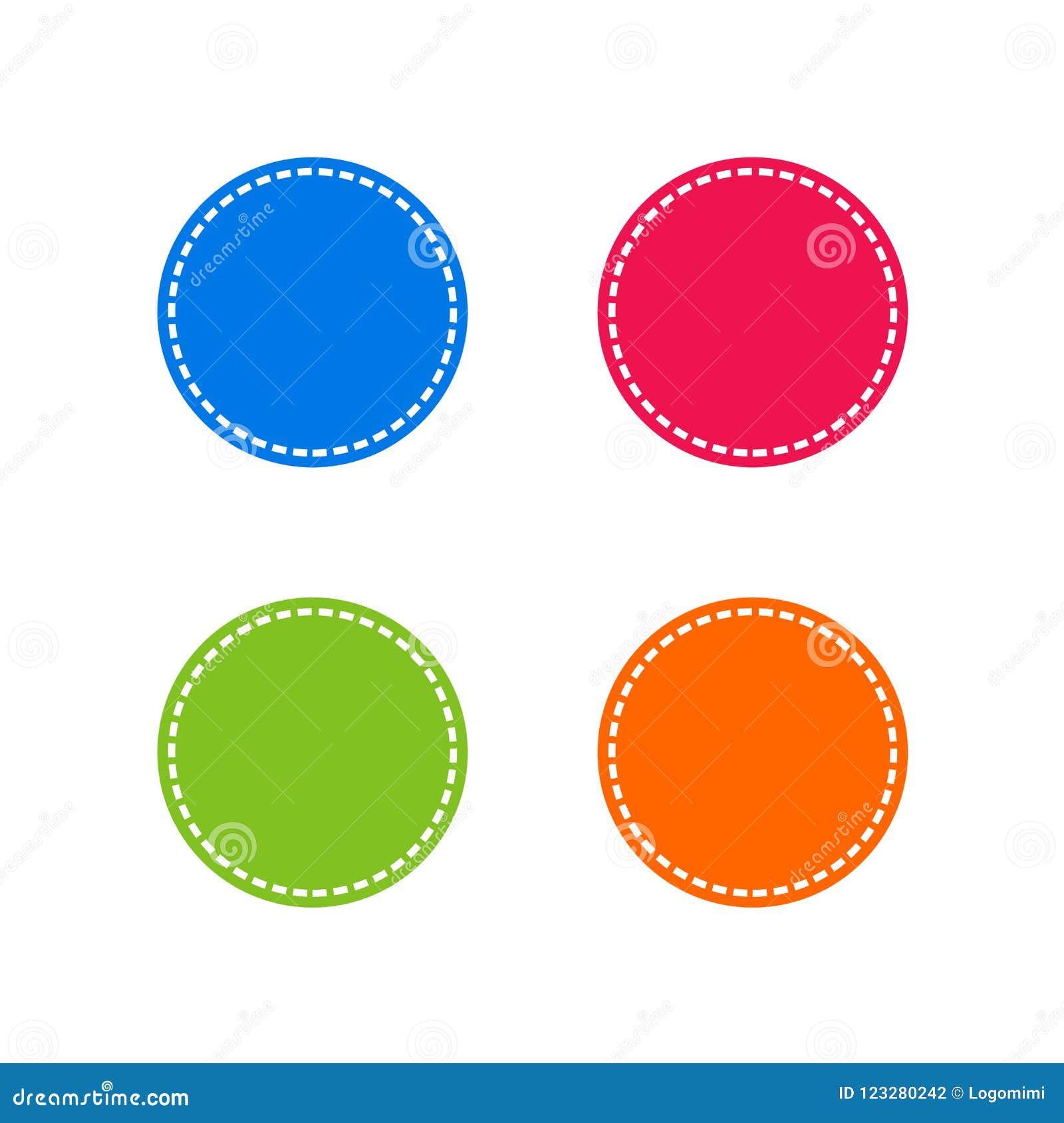 Colorful Stitched With Circle Shape, Vector Frame Or Border ...