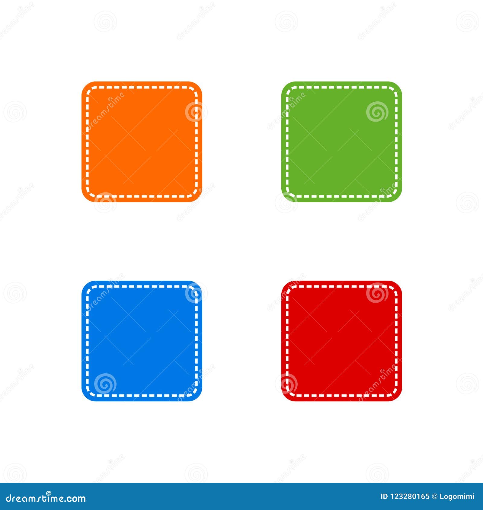 Set of Colorful Stitched Square Shape Stock Vector - Illustration of ...