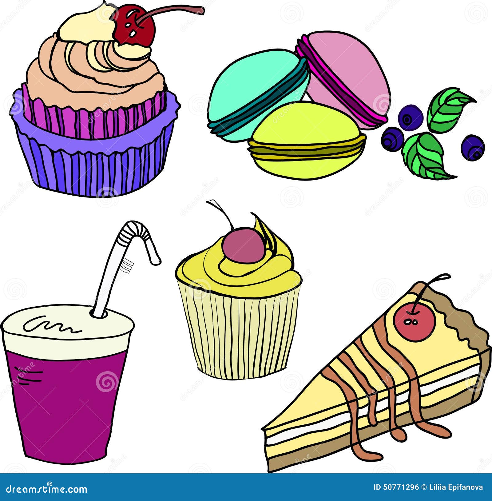 Set of Colorful Sweets on a White Background Stock Vector ...