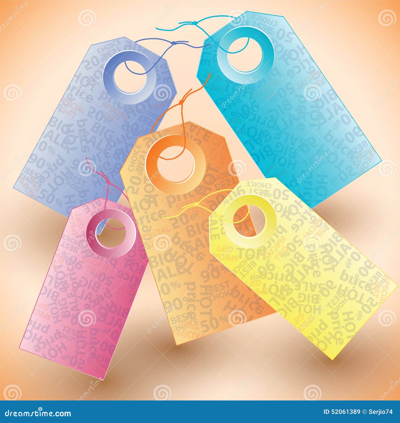 Set of the colorful tags stock vector. Illustration of label - 52061389