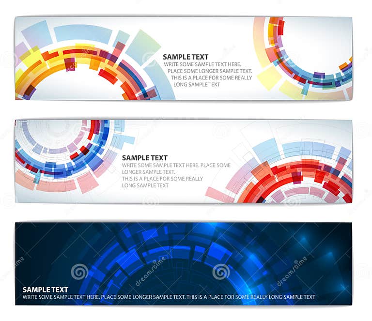 Set of Colorful Technical Banners Stock Illustration - Illustration of ...