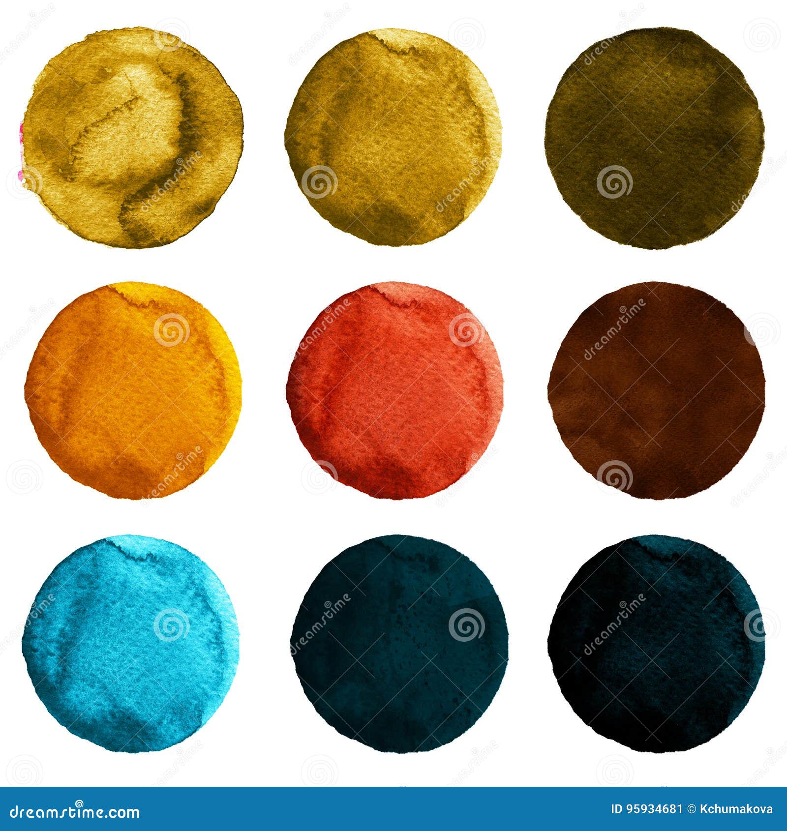 Set of Colorful Textured Acrylic Circles Isolated on White. Stock ...