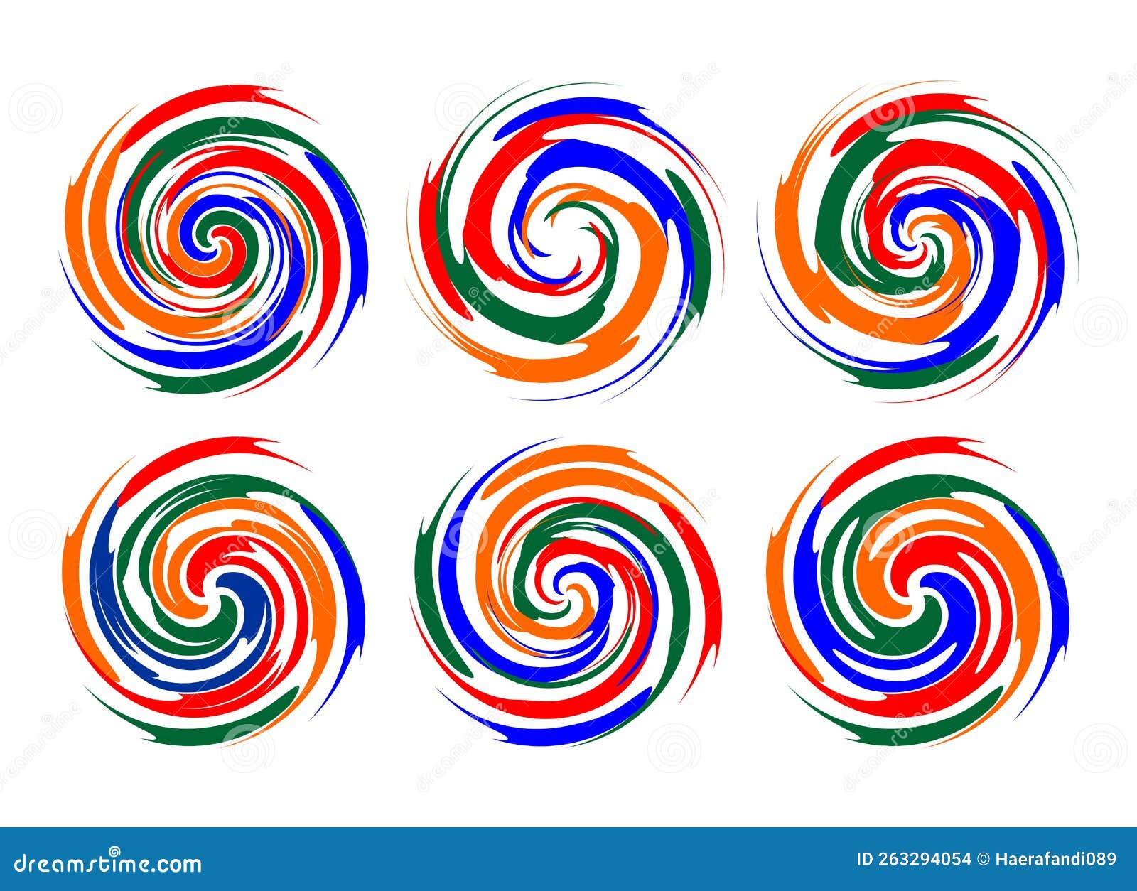 Set of Colorful Textured Spiral Abstract Elements Stock Vector ...