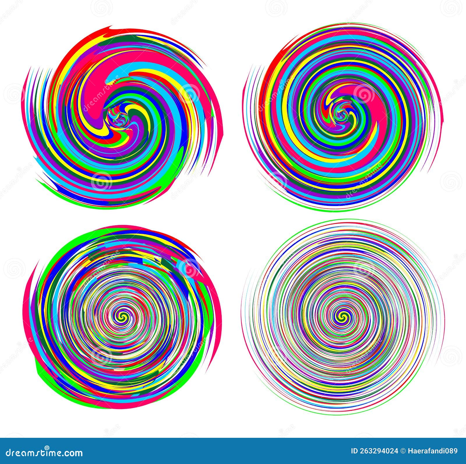 Set of Colorful Textured Spiral Abstract Elements Stock Vector ...