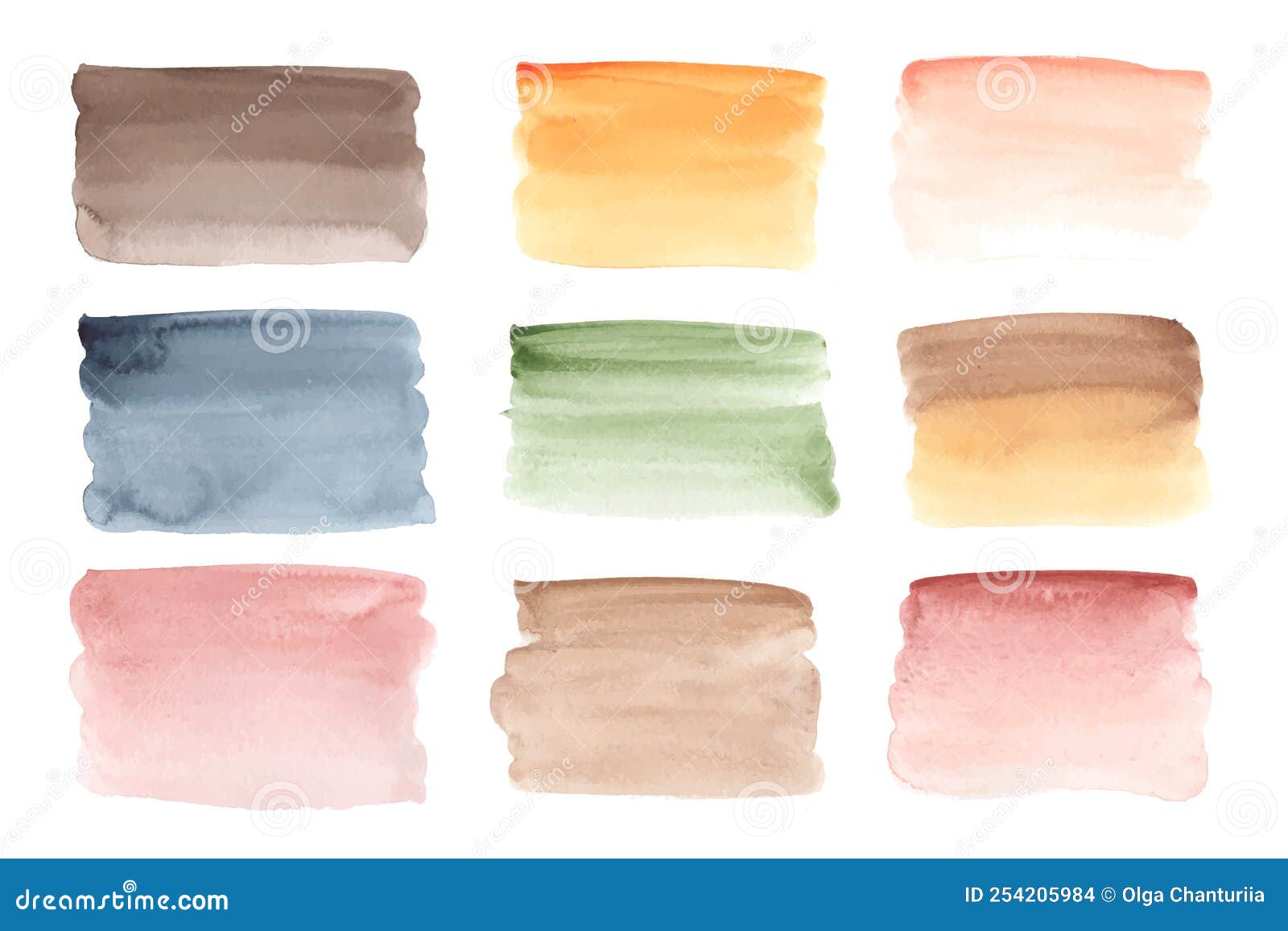 Set of Colorful Textures, Brush Strokes, Backgrounds. Color Palette ...