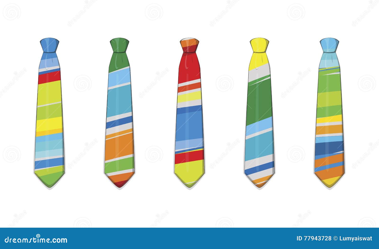 Set of Colorful Ties. Vector Art Image Illustration, Isolated Stock ...