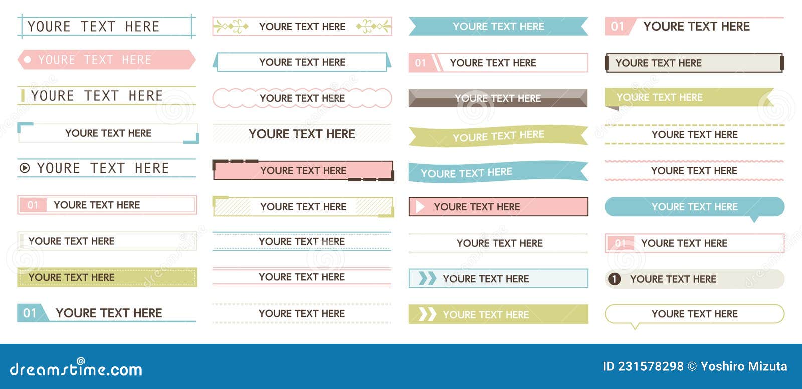 Set of Colorful Title Designs Stock Vector - Illustration of frame ...