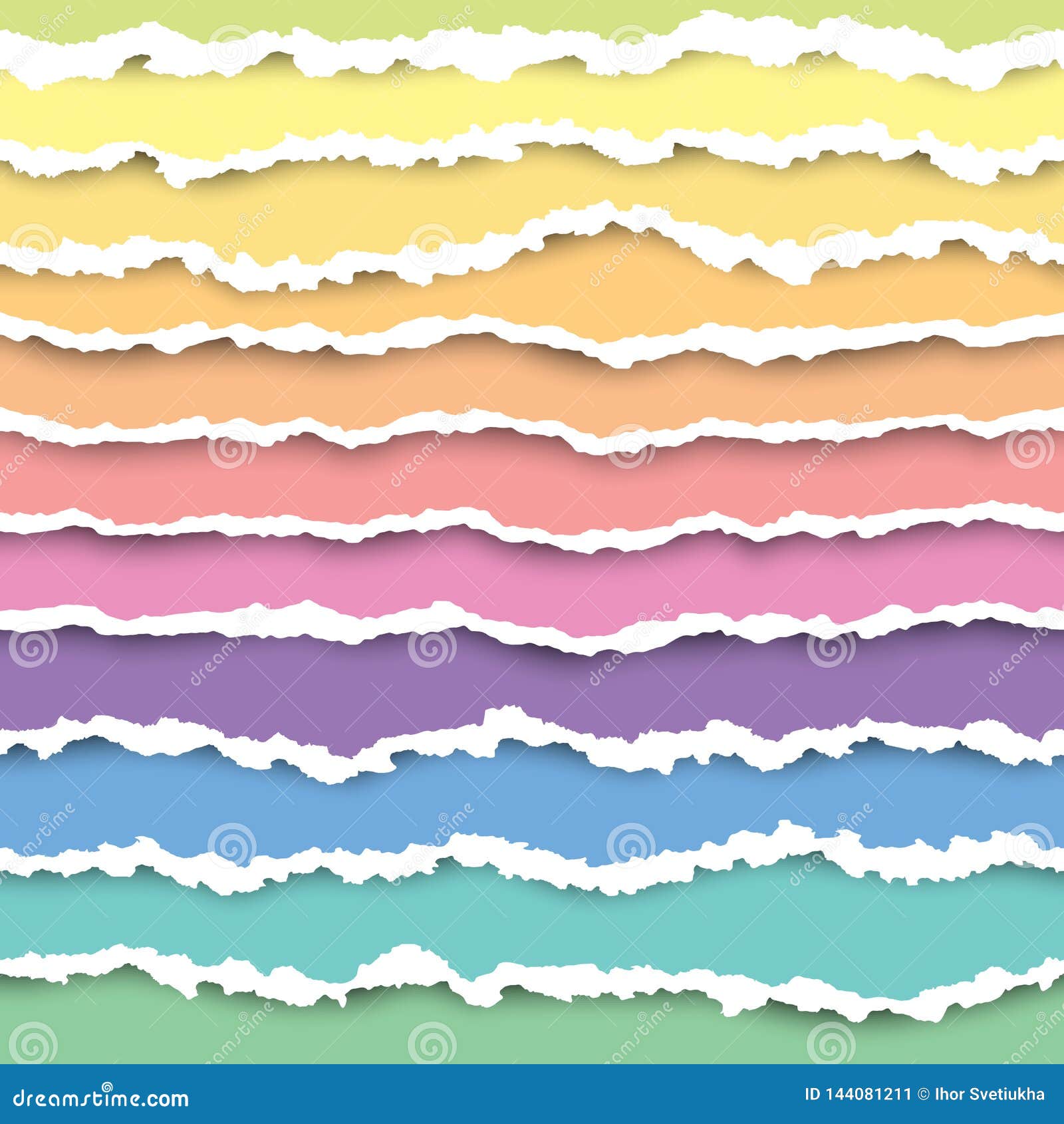 Set of Colorful Torn Paper Stripes Element. Abstract Paper Texture with ...
