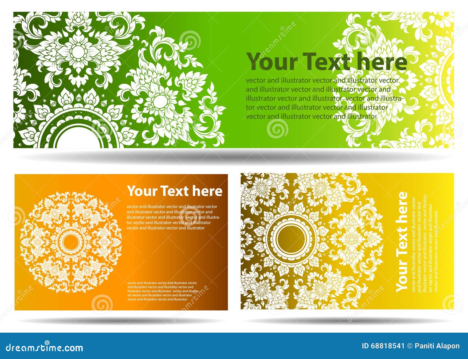 Set of 3 Colorful Traditional Banners with Space for Text Stock Vector ...
