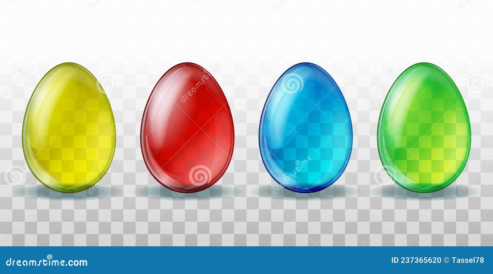 Set of Colorful Transparent Glass Easter Eggs with Shadows Stock Vector ...