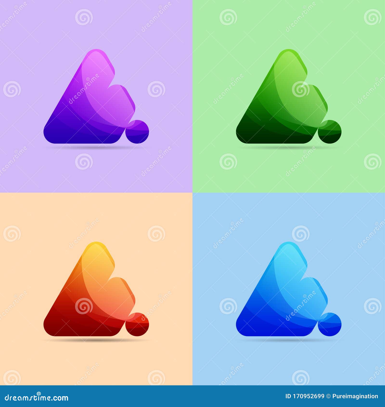 Set of Colorful Triangles Icons and Logo Stock Vector - Illustration of ...