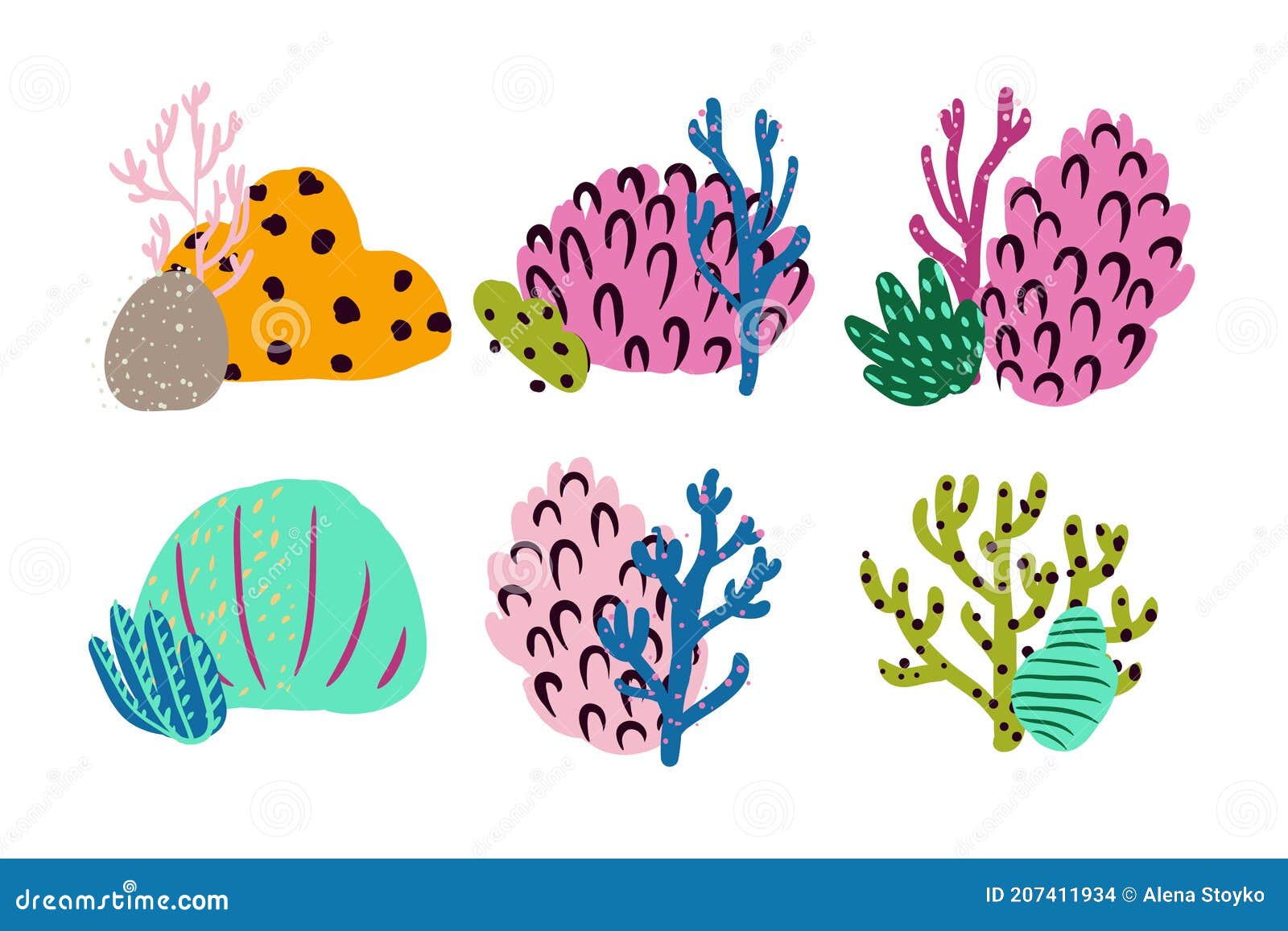 Set of Colorful Underwater Design Elements. Vector Illustration Stock ...