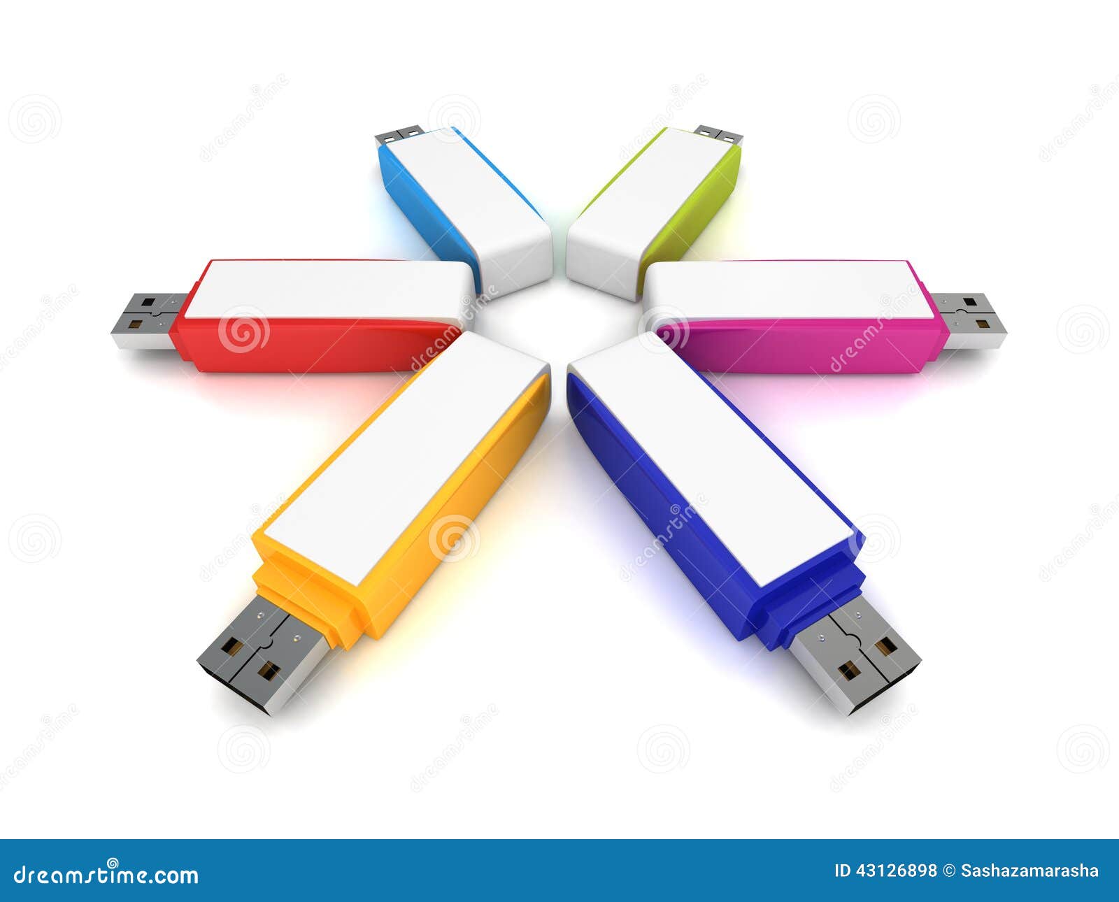 Set of Colorful USB Flash Drives on White Stock Illustration ...