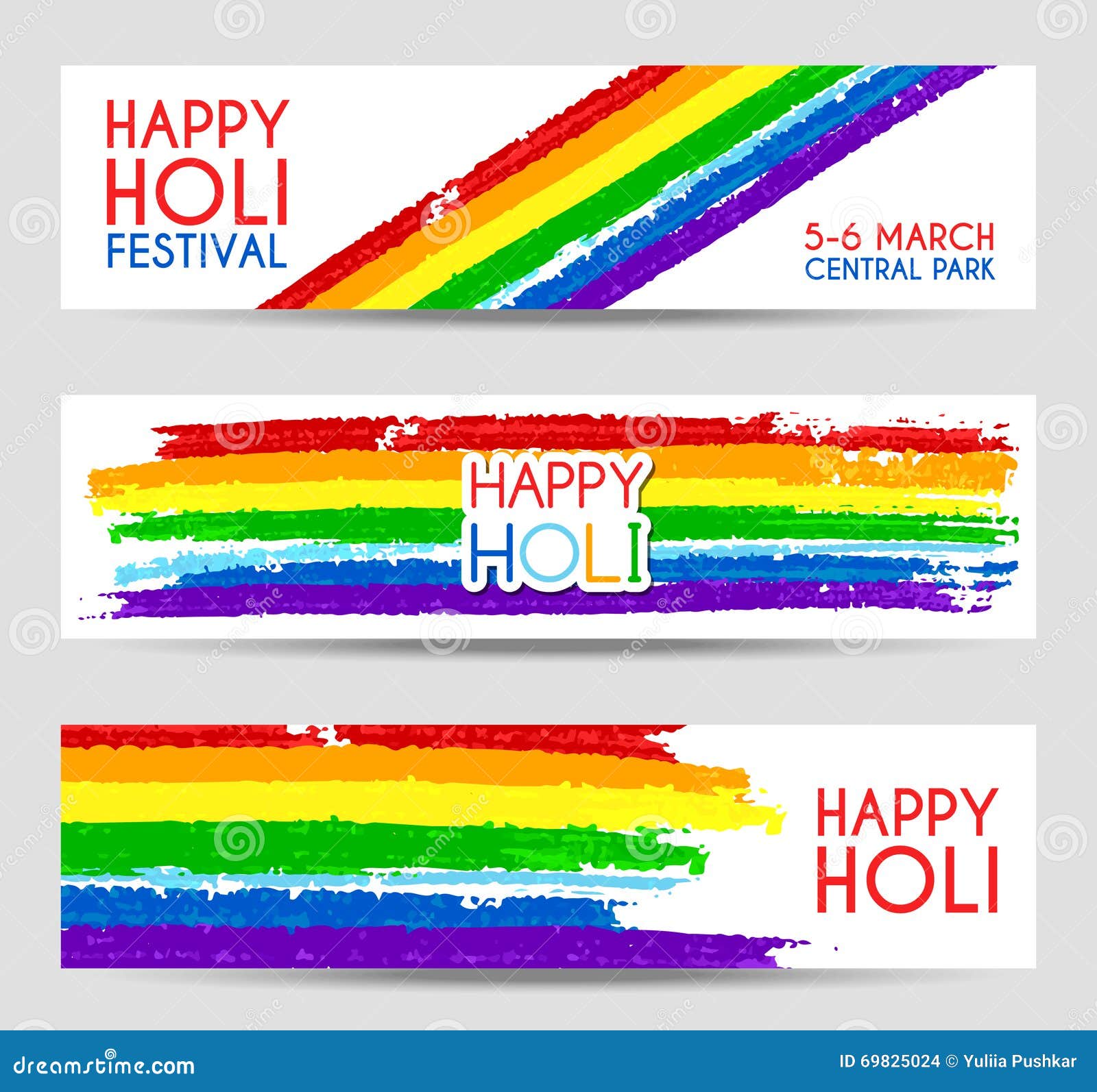 Set of Colorful Vector Banners for Holi Festival Stock Vector ...