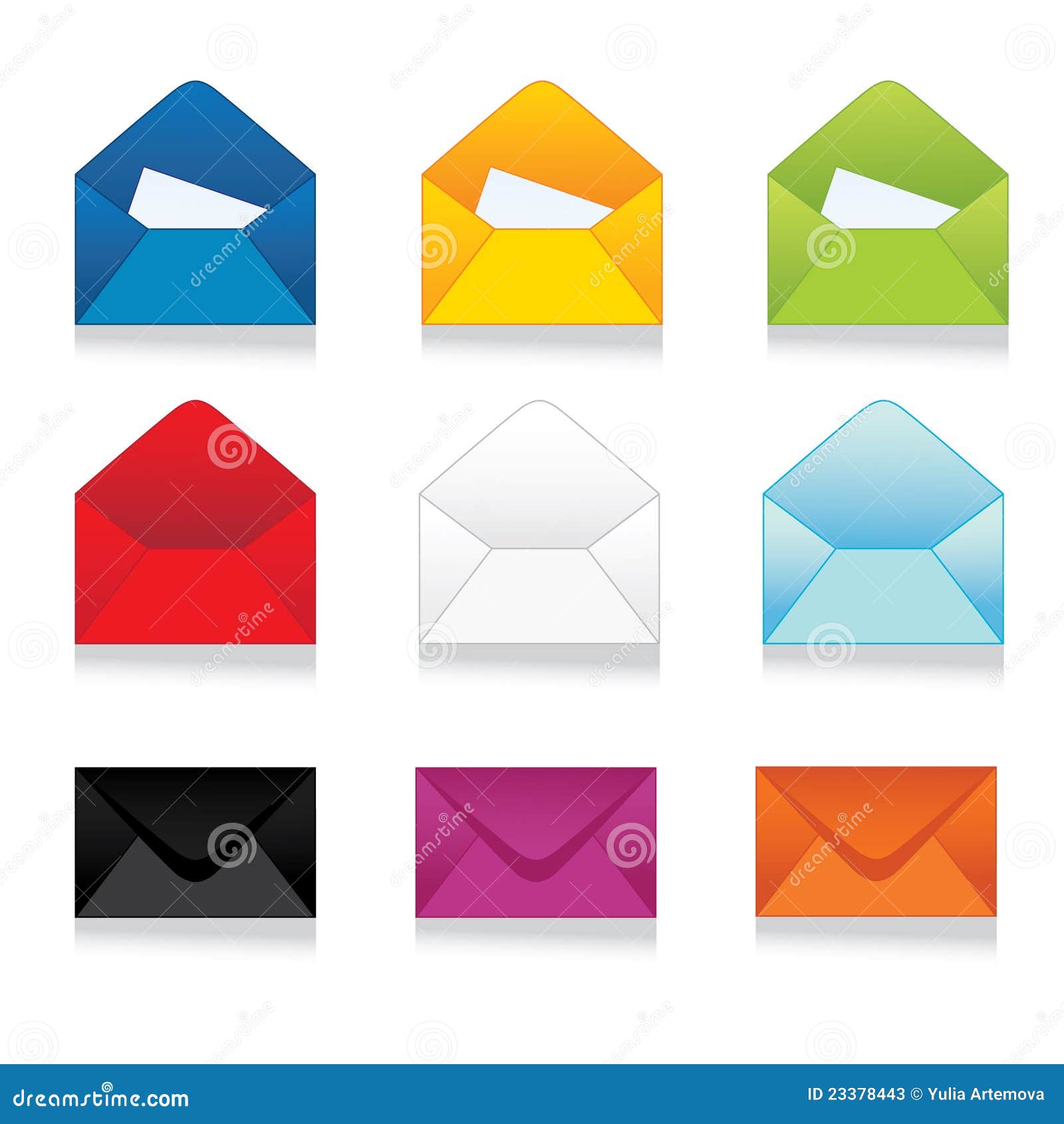 Set of Colorful Vector Envelopes Stock Vector - Illustration of office ...