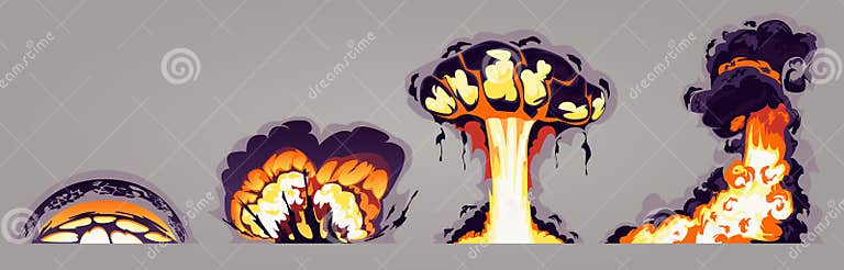 Set of Colorful Vector Explosions. Explosion Timing Animation ...