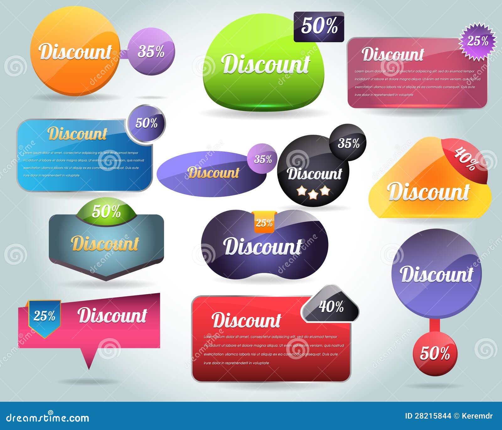 Set of Colorful Vector Icon Banner Shape Stock Vector - Illustration of ...