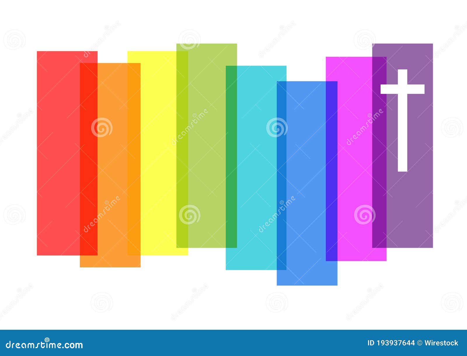 Set of Colorful Vertical Rectangles, with a Cross on One of Them Stock ...