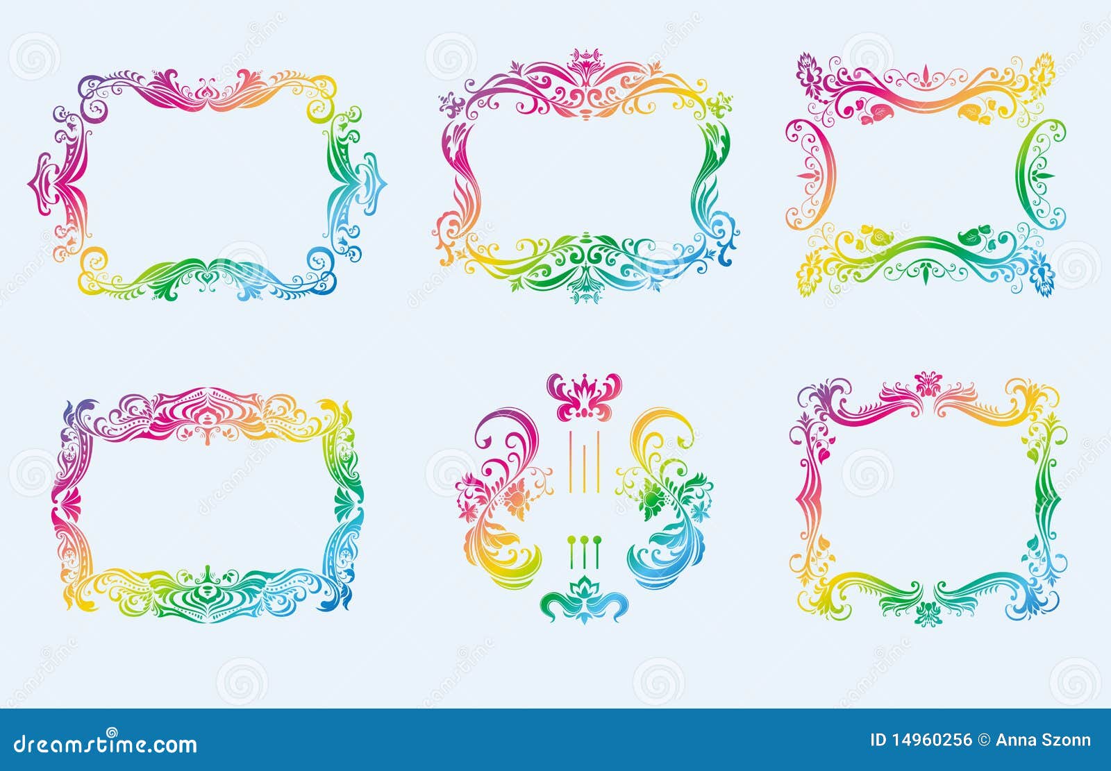 Set of Colorful Vintage Frame. Stock Vector - Illustration of decor ...