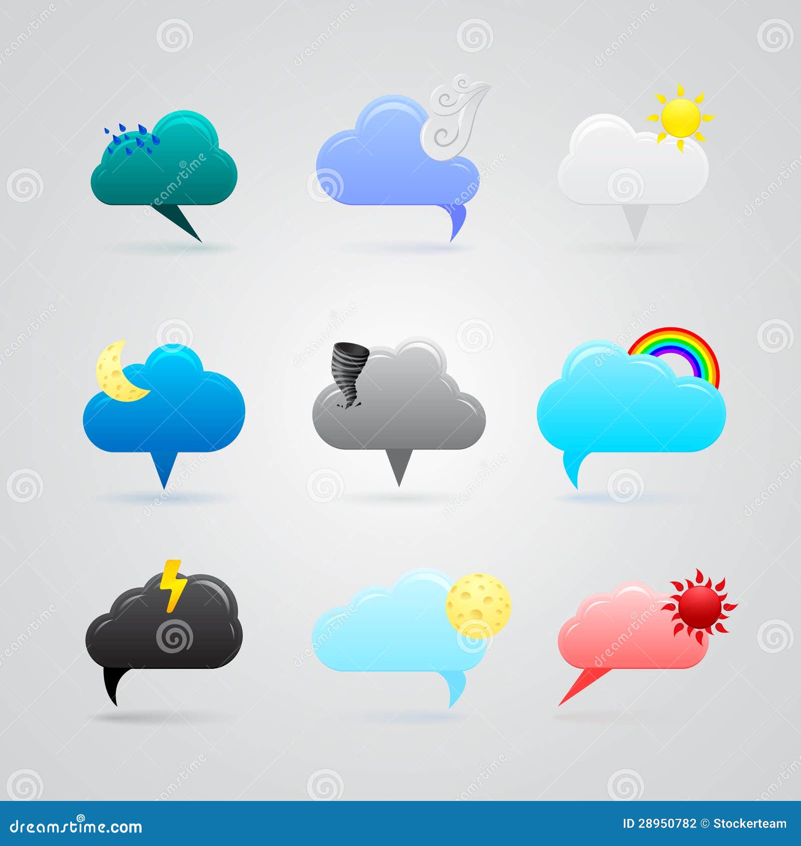 Set of Colorful Weather Icons Stock Illustration - Illustration of ...