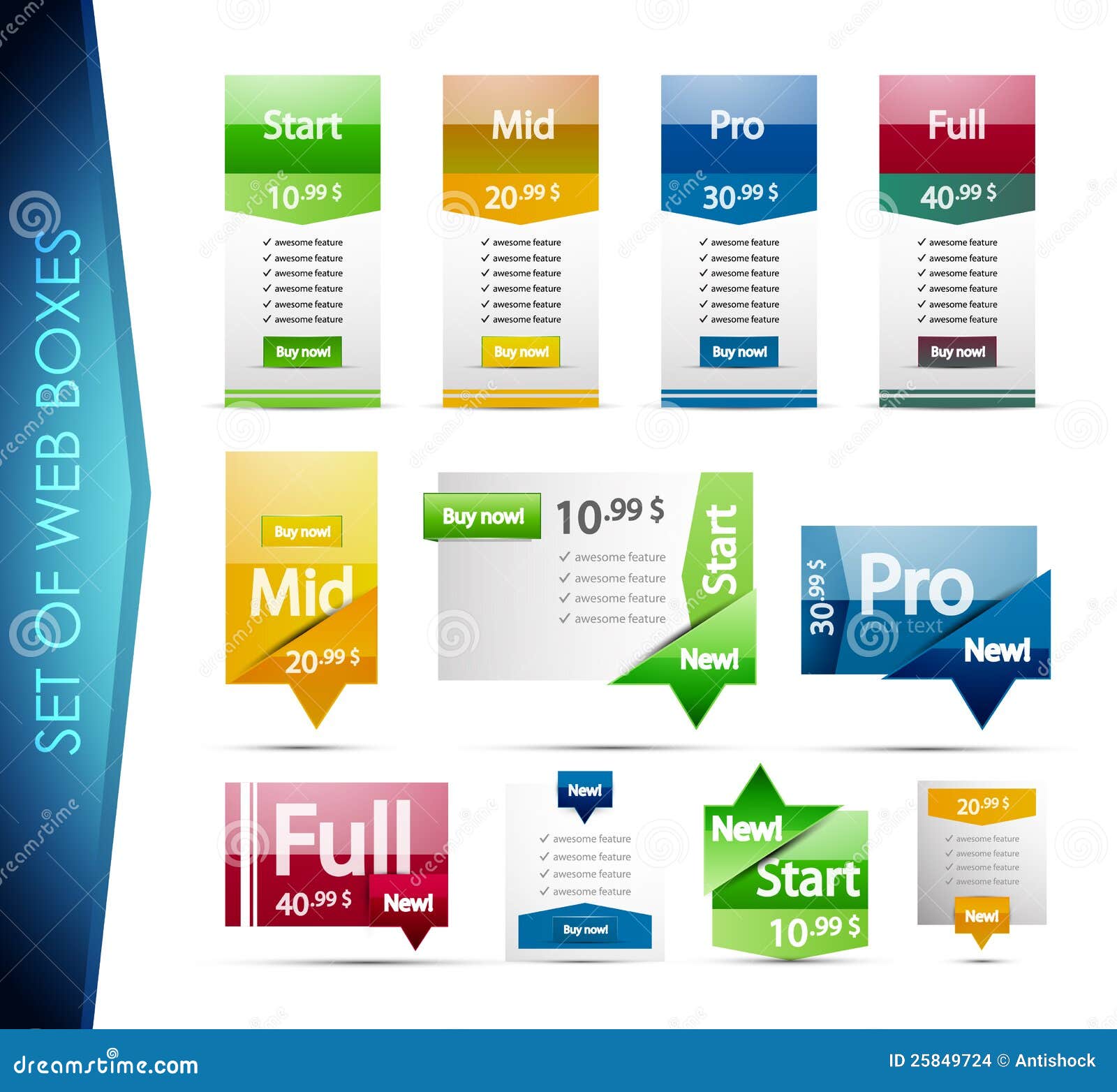 Set of colorful web boxes stock vector. Illustration of discount - 25849724