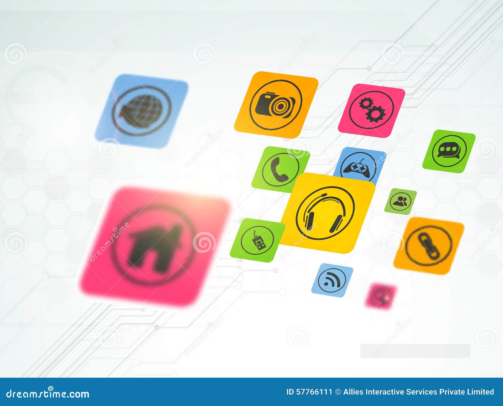 Set of colorful web icons. stock illustration. Illustration of gear ...