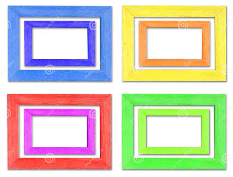 Set of Colorful Wooden Frame Stock Image - Image of element, retro ...