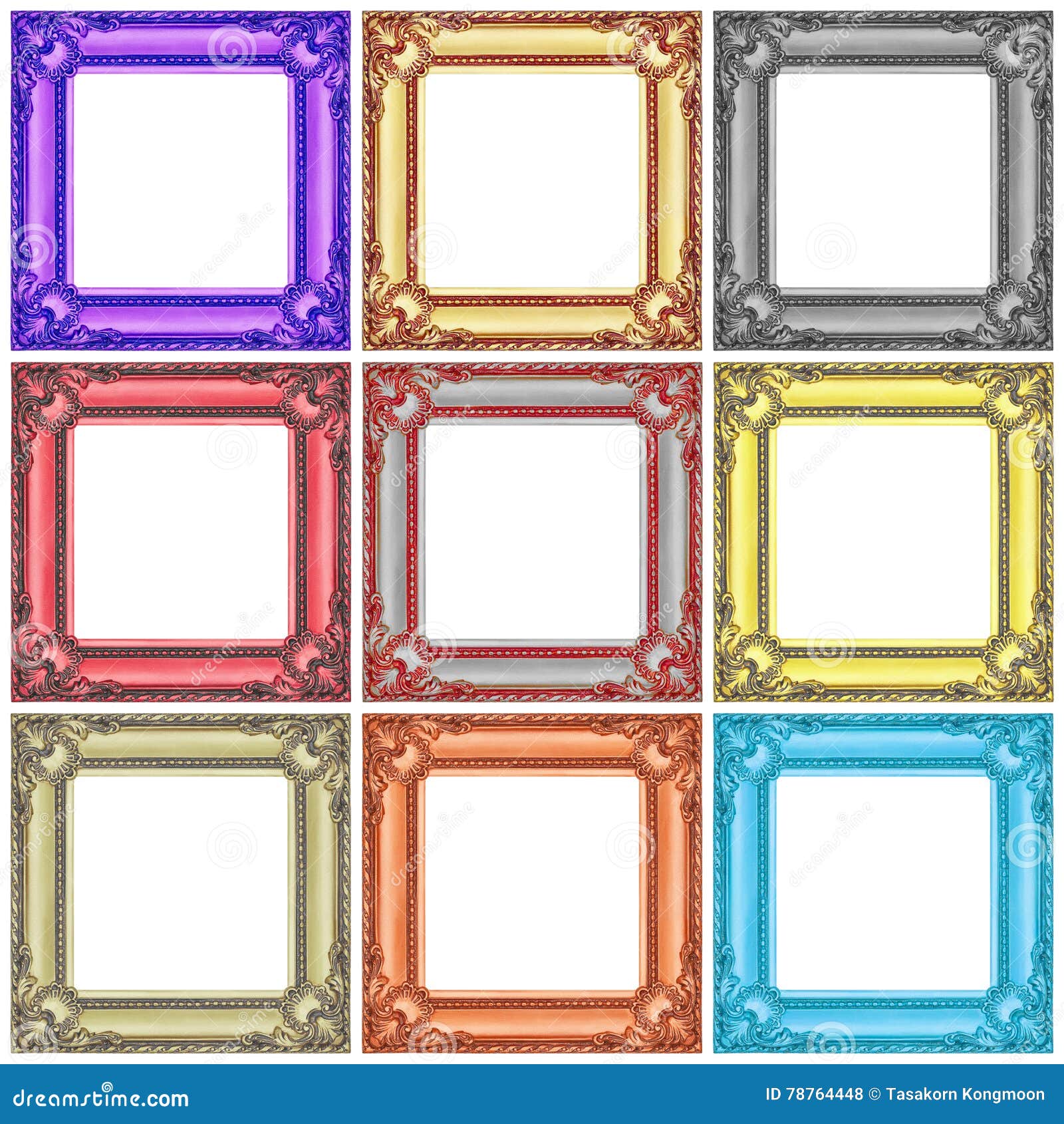 Set of Colorful Wooden Frames Isolated on White Stock Photo - Image of ...