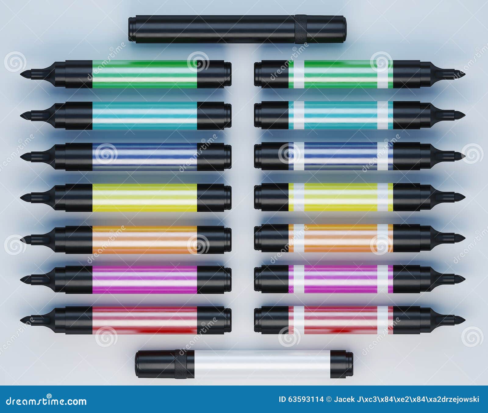 Set of Colorfull Markers Laying Side by Side Stock Illustration ...