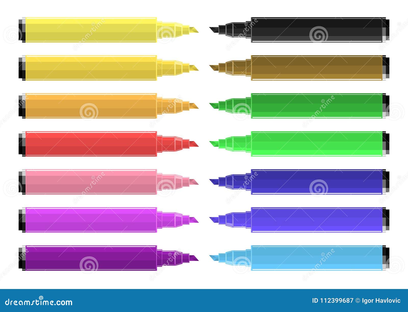 Set Of Coloring Markers With Vibrant Colors. Cartoon Vector ...