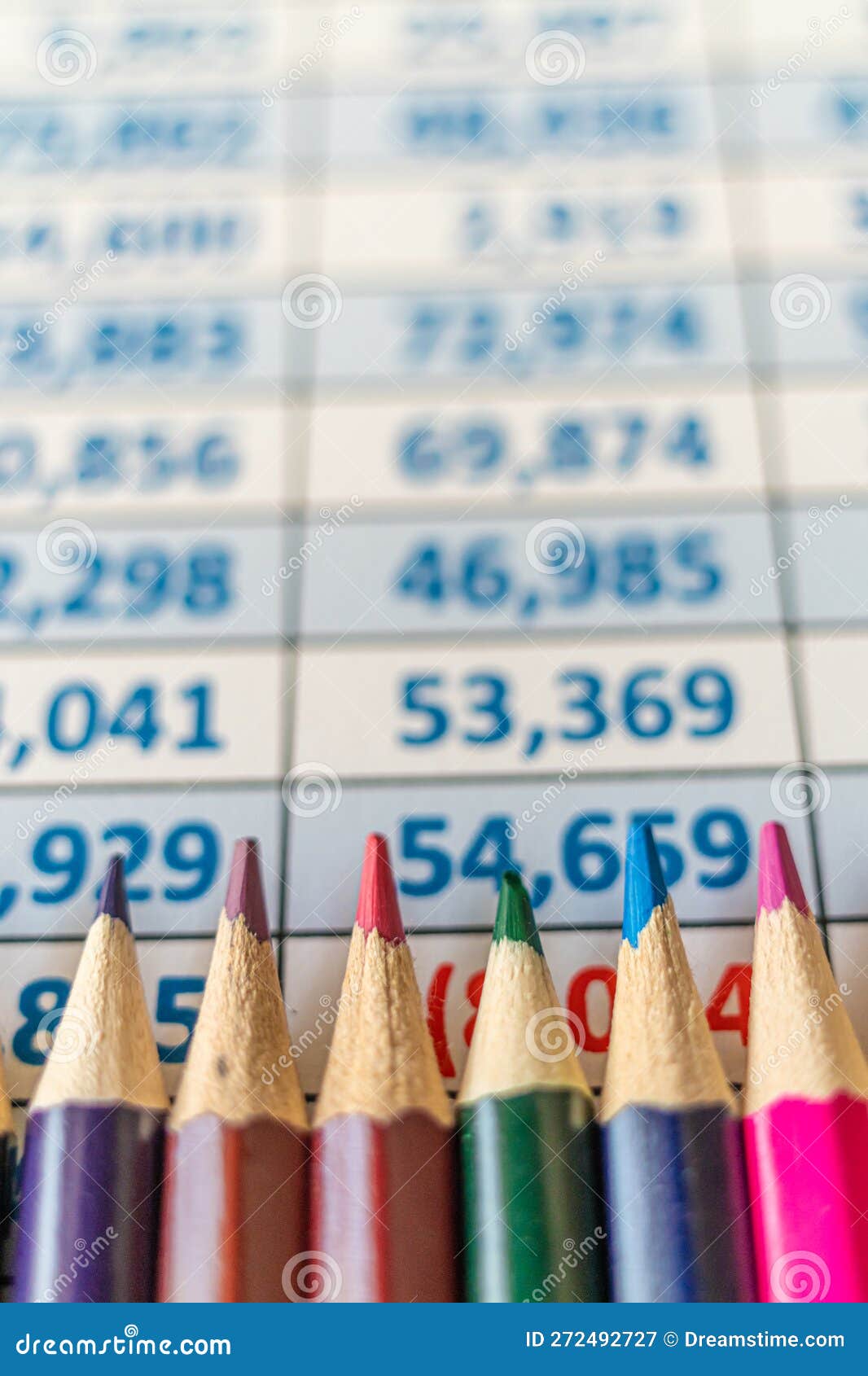 A Set of Coloring Pencils on a Spreadsheet Stock Image - Image of ...