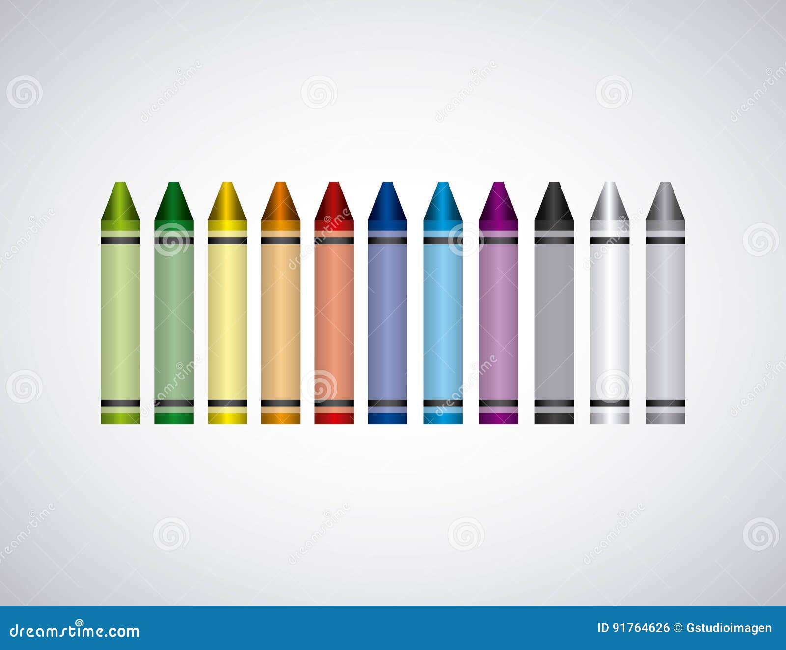 Set colors crayons icon stock vector. Illustration of symbol - 91764626