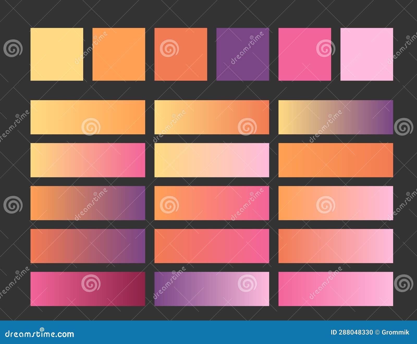 Set of 6 Colors. Gradient Samples from a Combination of 6 Colors Stock ...