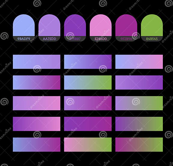 Set of 6 Colors. Gradient Samples from a Combination of 6 Colors Stock ...