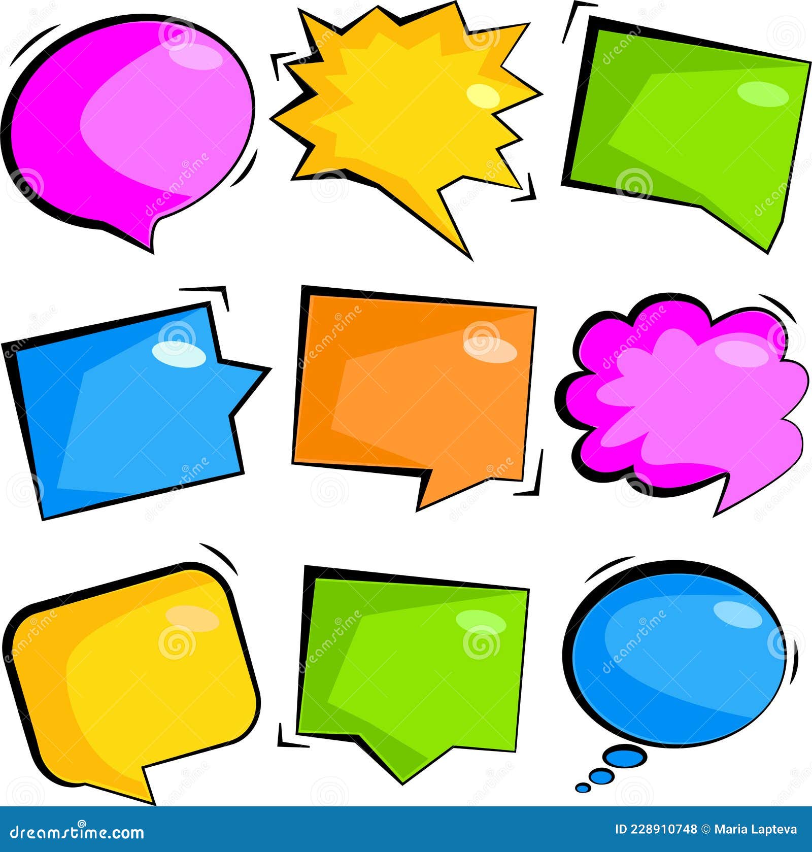 A Set of 9 Colors, Multi-colored Speech Bubbles. Stock Vector ...
