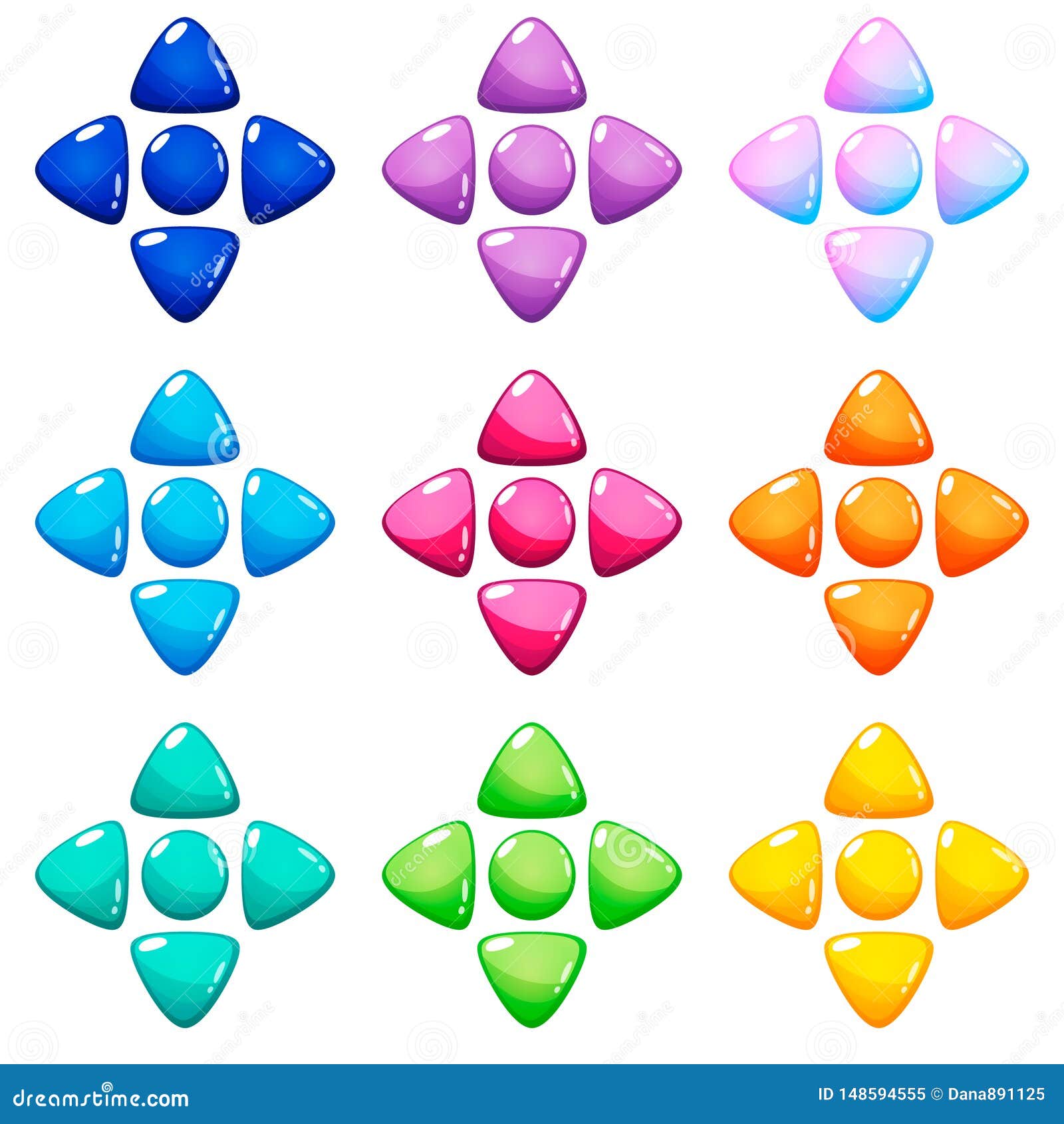 Set Of 9 Colors Navigation Buttons Templates Glossy Left Right Up