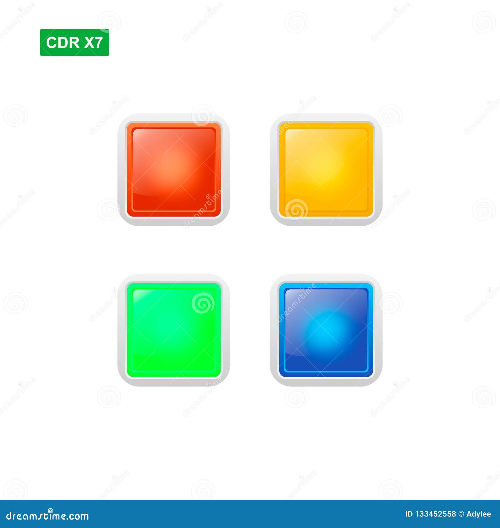 Set Colors of Square Blank Button Trendy Vector Design Isolated Stock ...