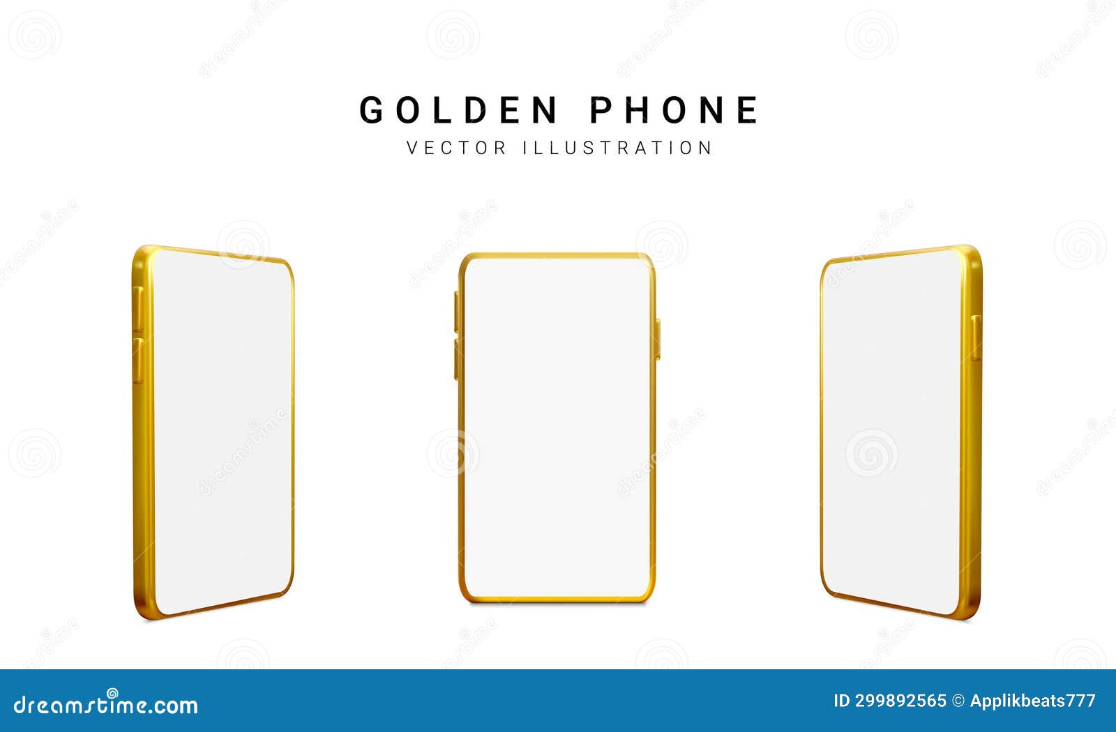 Set of Colour 3d Realistic Phone Isolated on White Background. Vector ...