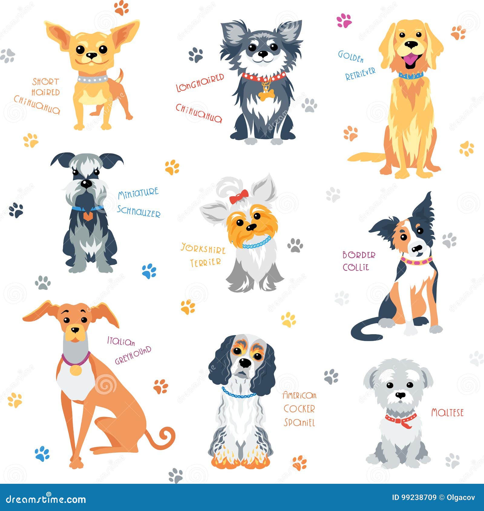 Set colour dogs stock vector. Illustration of drawing - 99238709