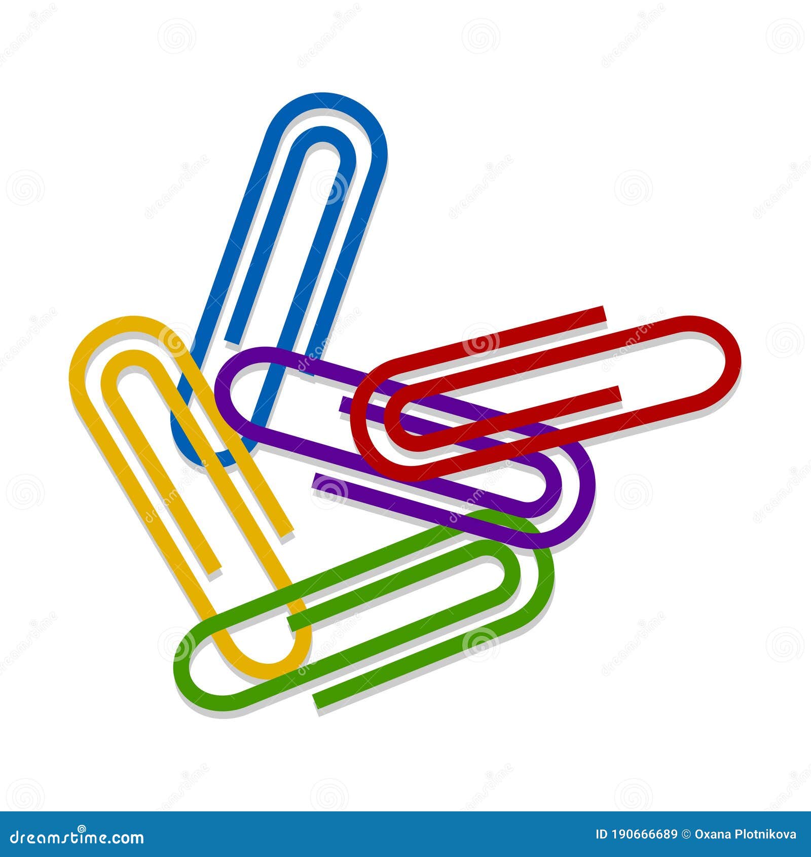 Set of Colour Paper Clips Isolated on White Background, Vector ...