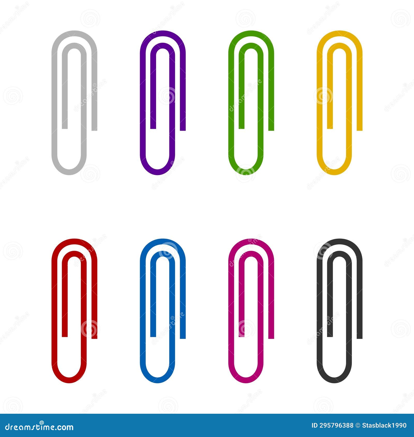 Set of Colour Paper Clips Isolated on White Background, Vector ...