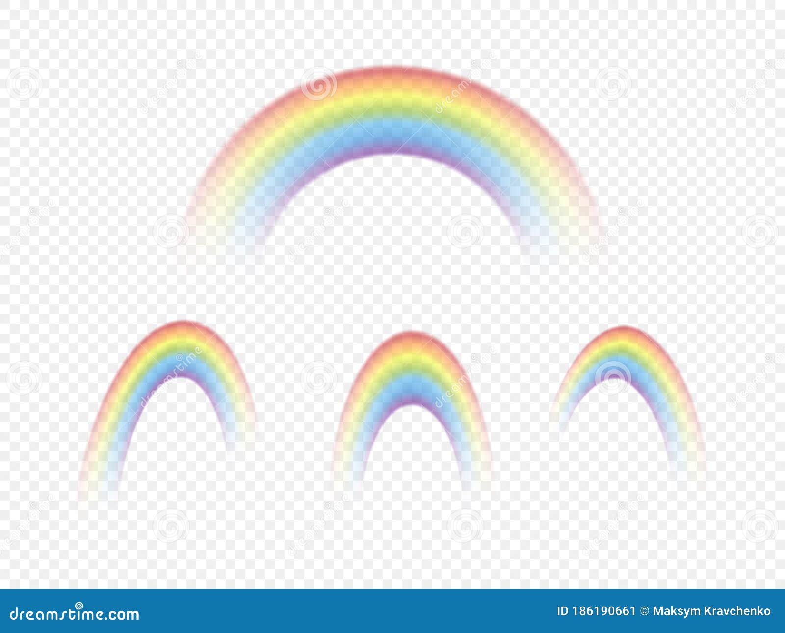 Set of Colour Rainbows Isolated on Transparent Background. Vector ...