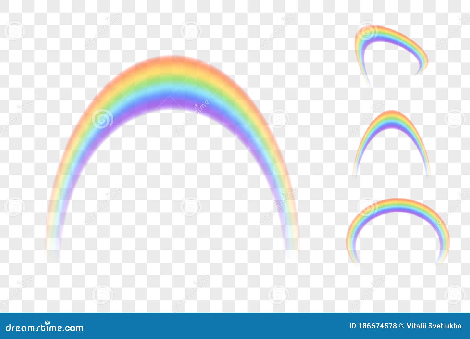Set of Colour Rainbows Isolated on Transparent Background. Vector ...