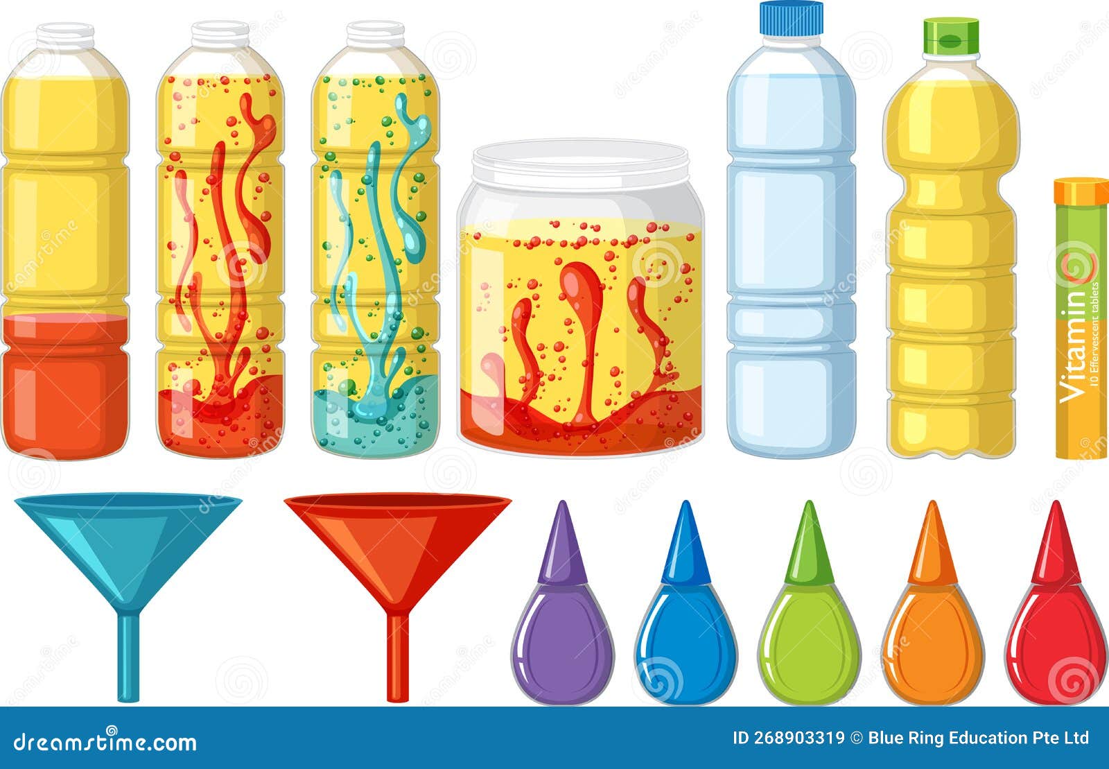 Set of Colour Science Experiments Stock Illustration - Illustration of ...