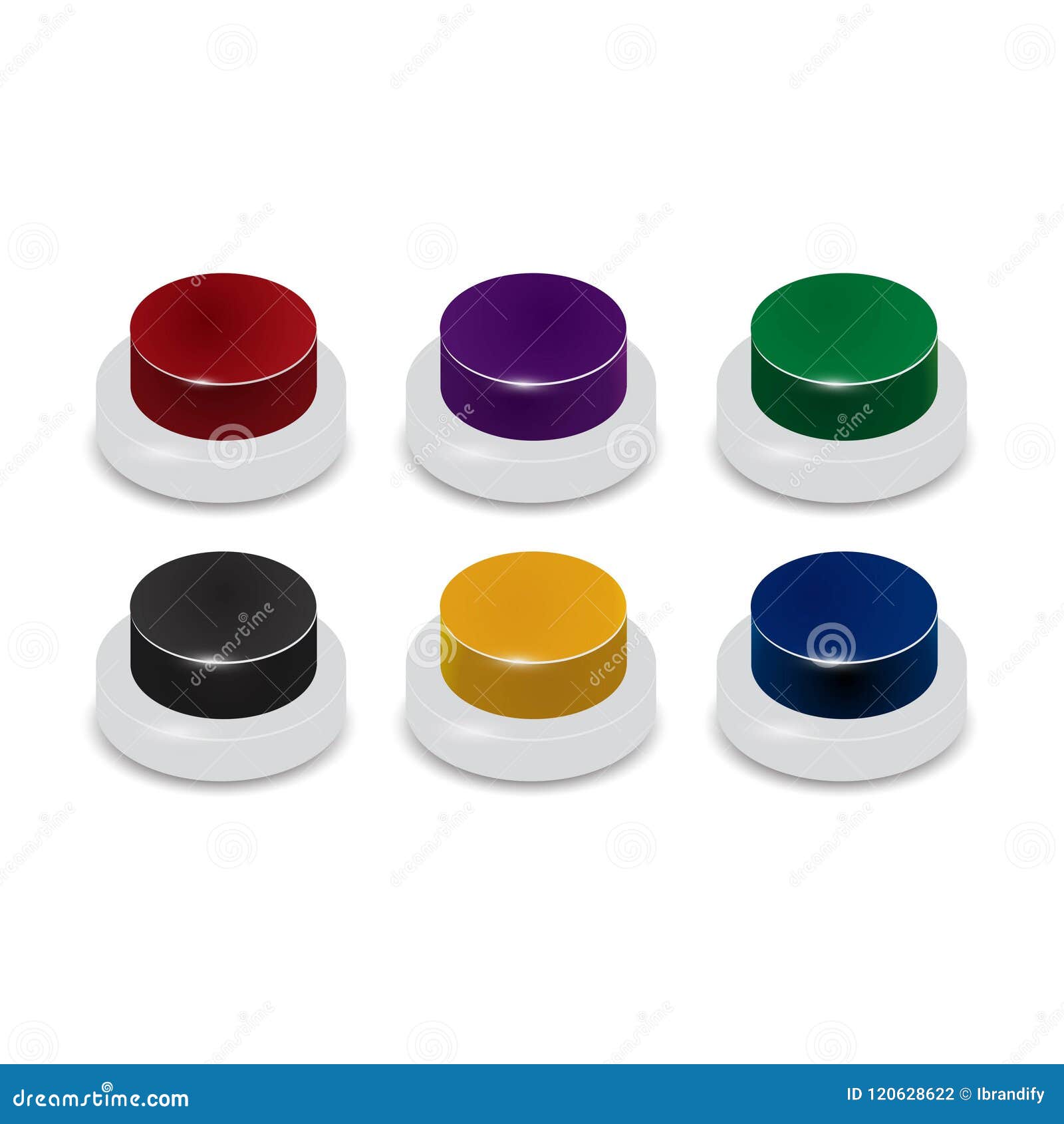 Set of 6 Coloured Buttons stock vector. Illustration of colored - 120628622