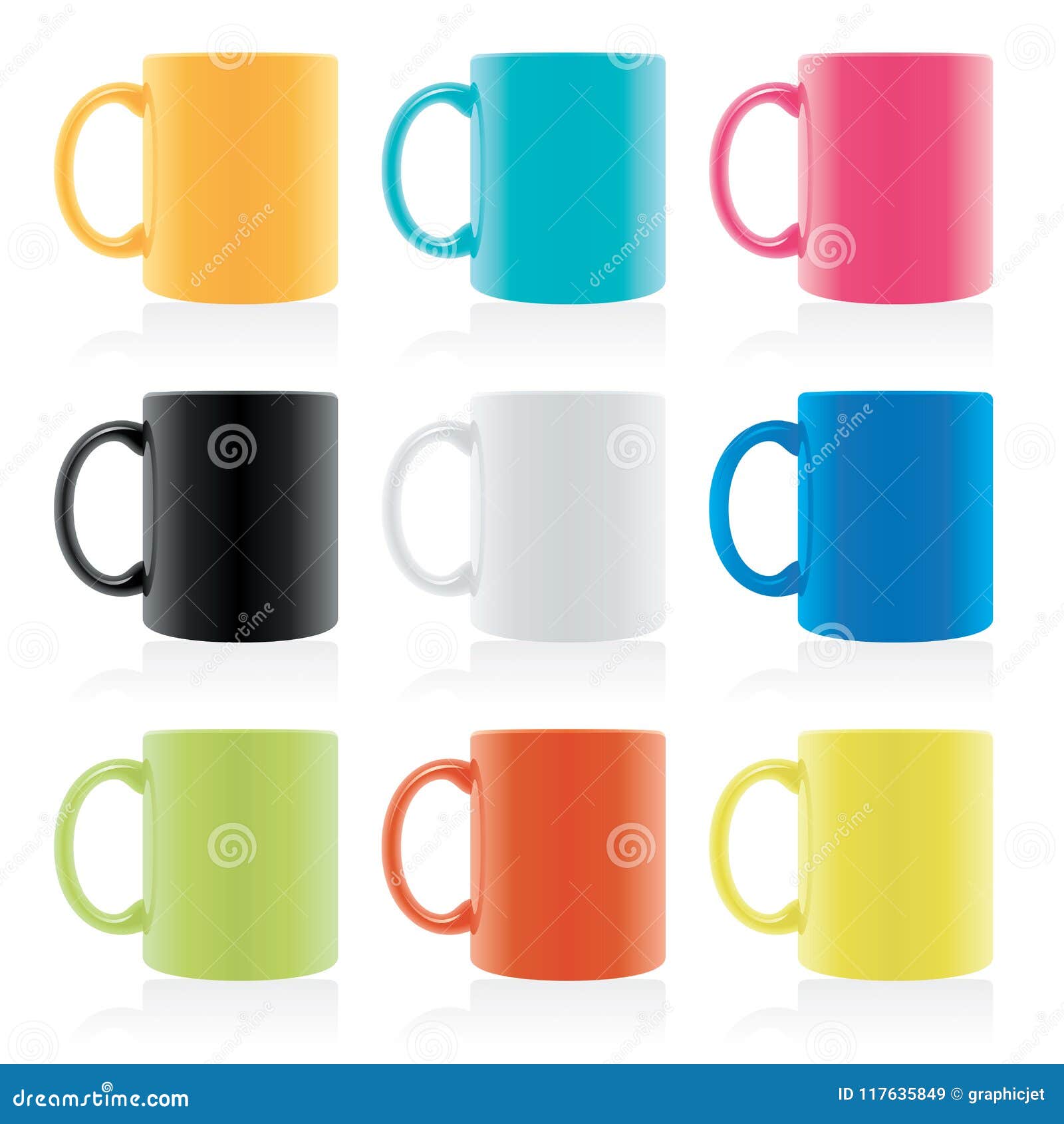 Set of coloured mugs stock vector. Illustration of yellow - 117635849