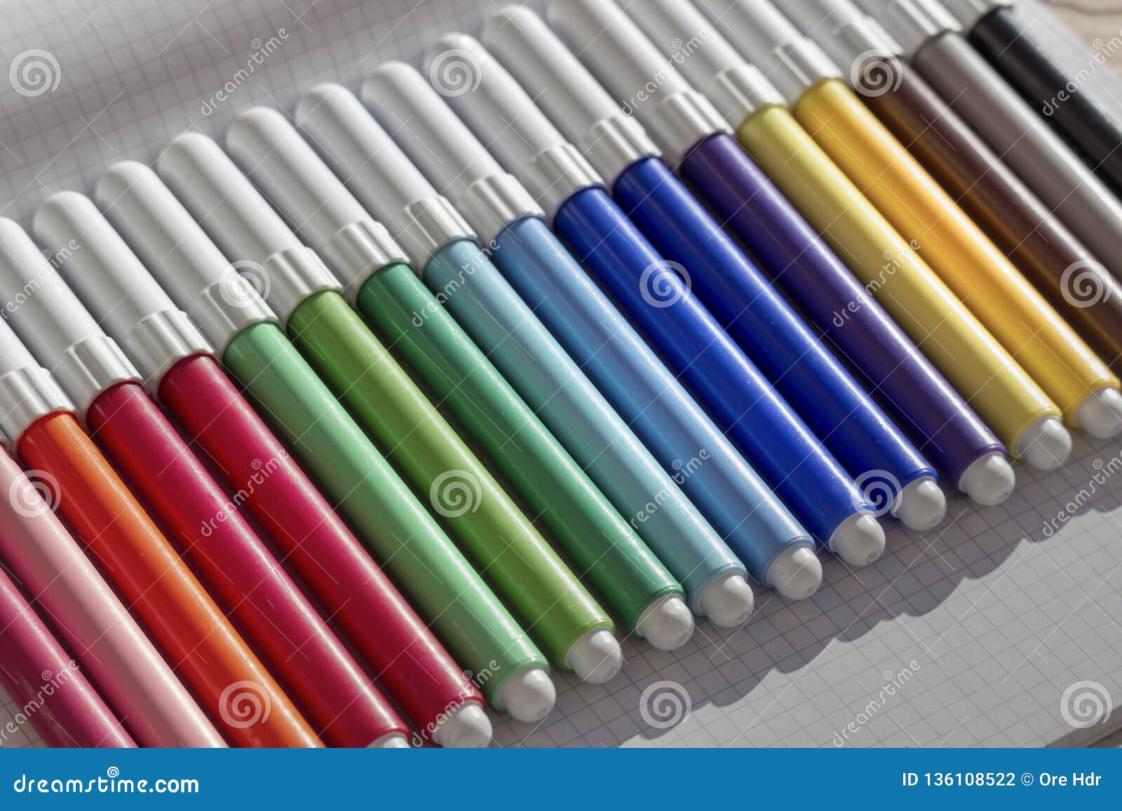 Set of coloured pens stock photo. Image of colored, orange - 136108522