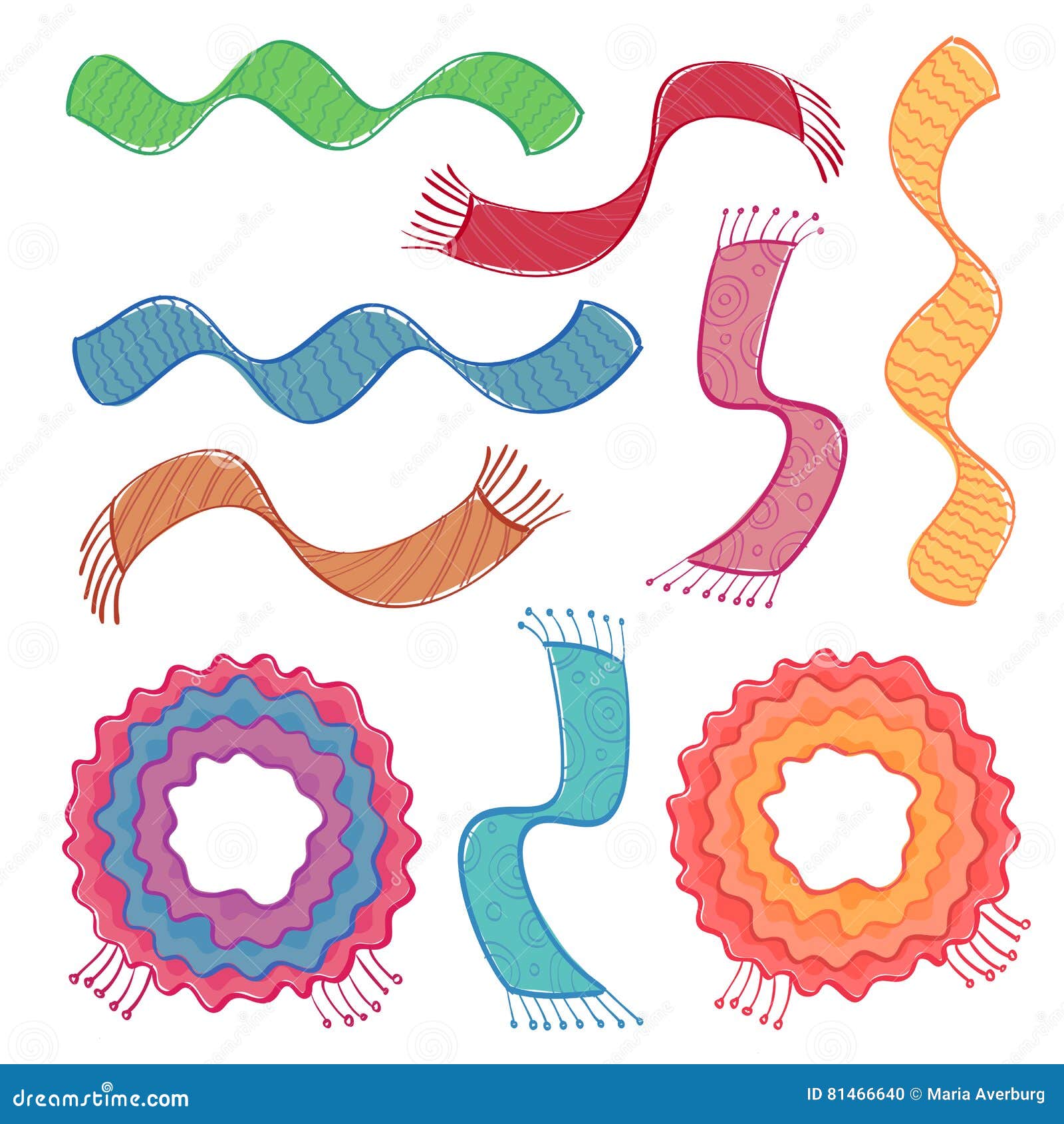 Set of Coloured Scarves on White Background. Vector Illustration Stock ...