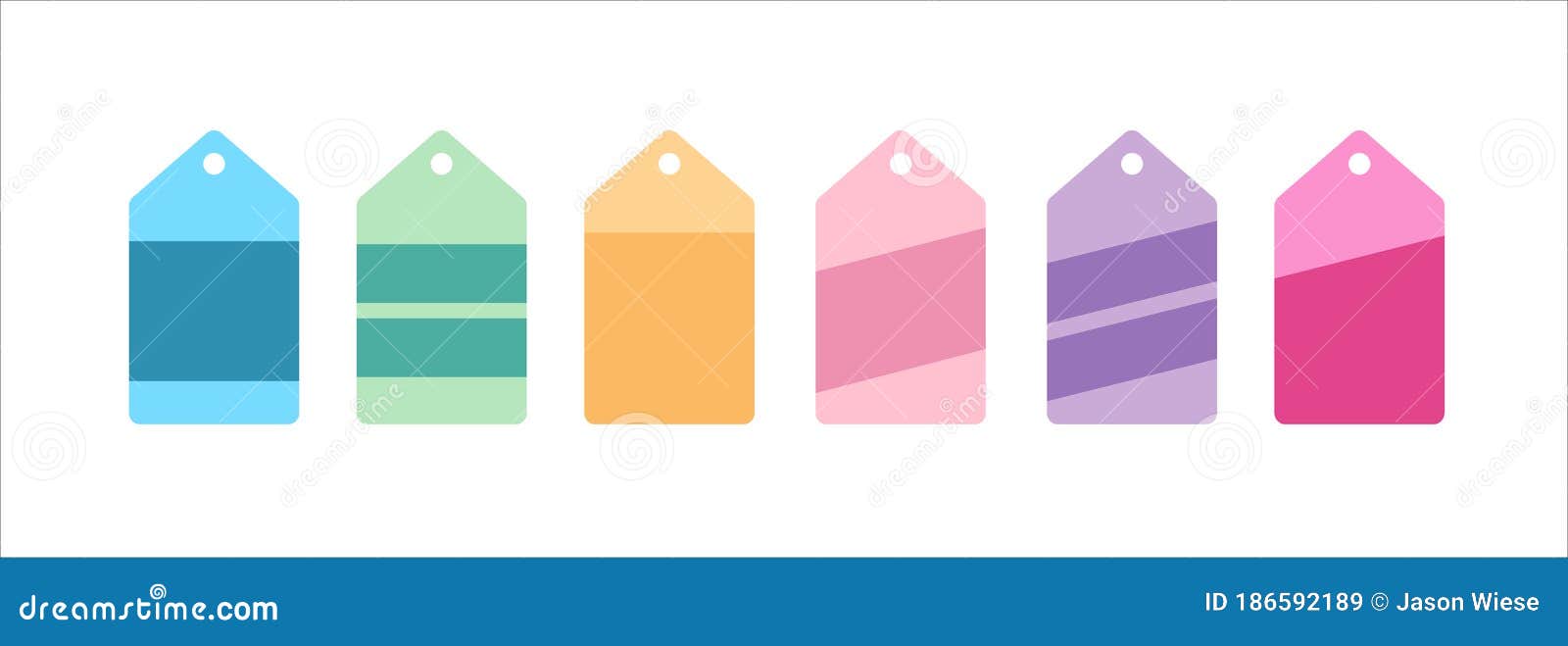Set of 6 Coloured Tags stock vector. Illustration of blue - 186592189