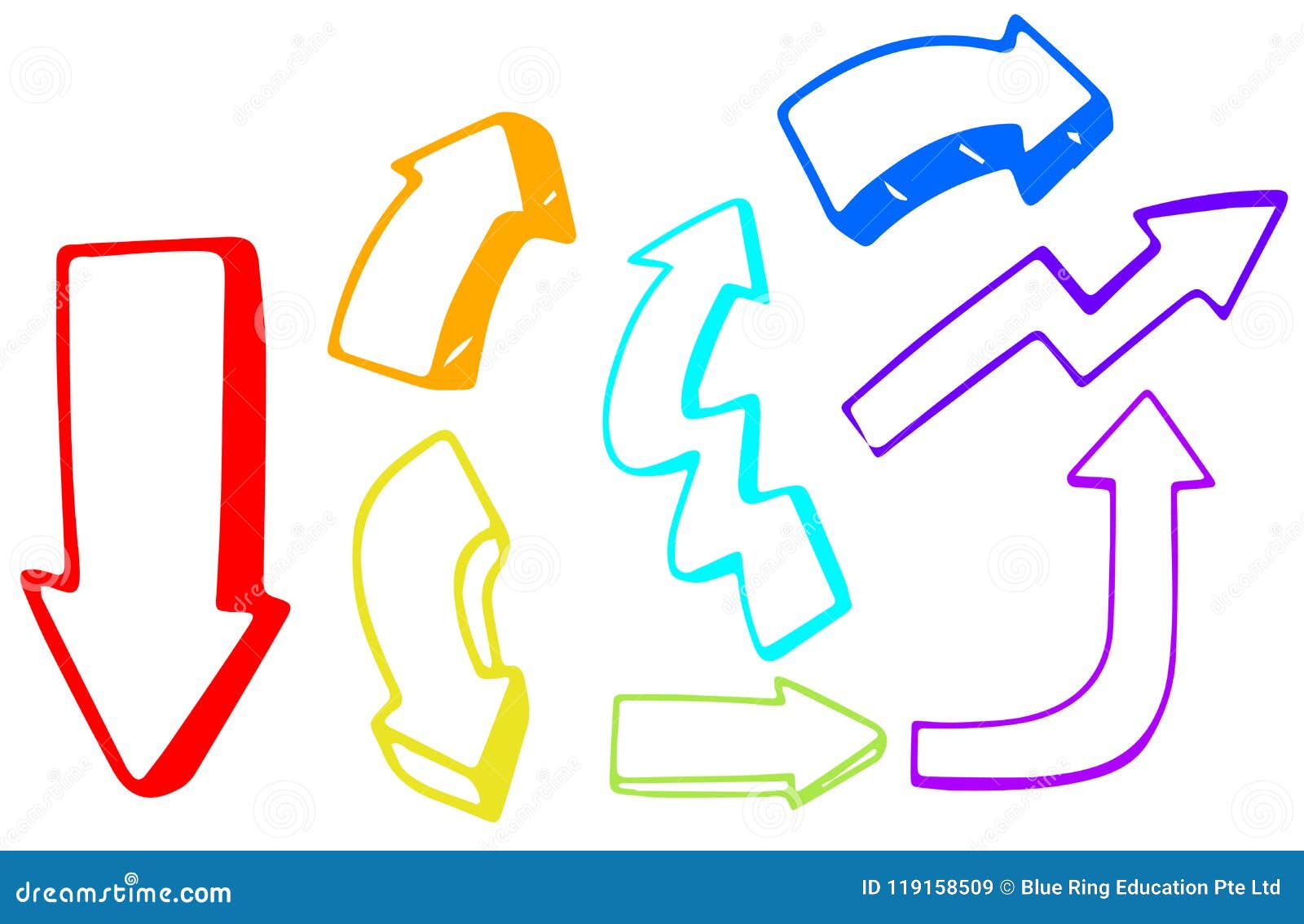 A Set of Colourful Arrow Direction Stock Vector - Illustration of ...